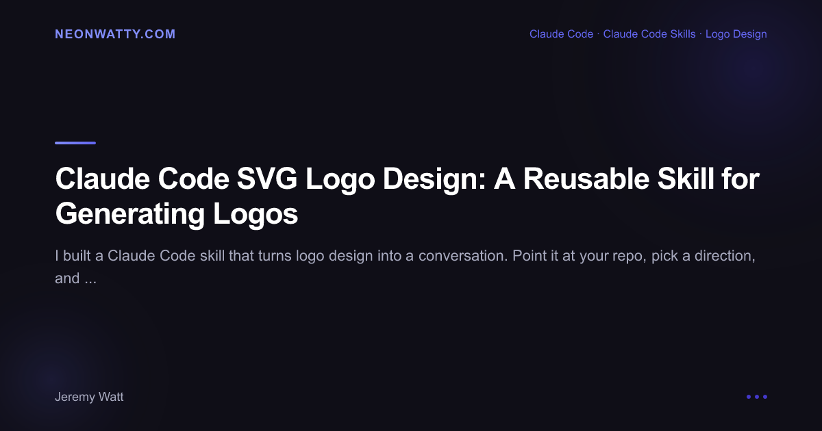 Claude Code Logo Design Skill: Generate SVG Logos from Your Repo ...